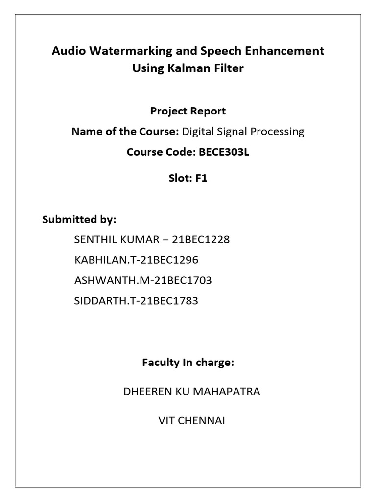Dsp Project Pdf Computing Signal Processing