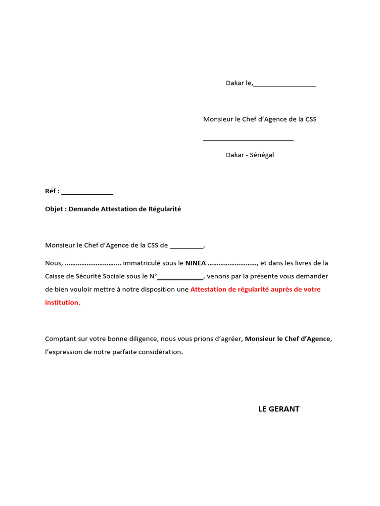 Demande d'Attestation de Régularité CSS | PDF | Affaires