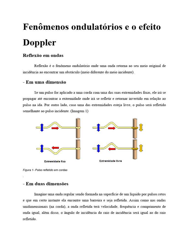 Fenômenos Ondulatórios e o Efeito Doppler: Reflexão em Ondas | PDF