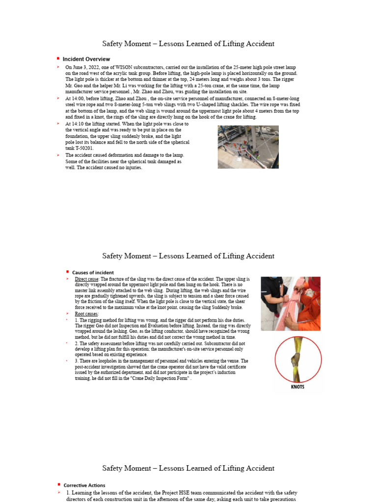 Lessons from Lifting Accident Analysis | PDF