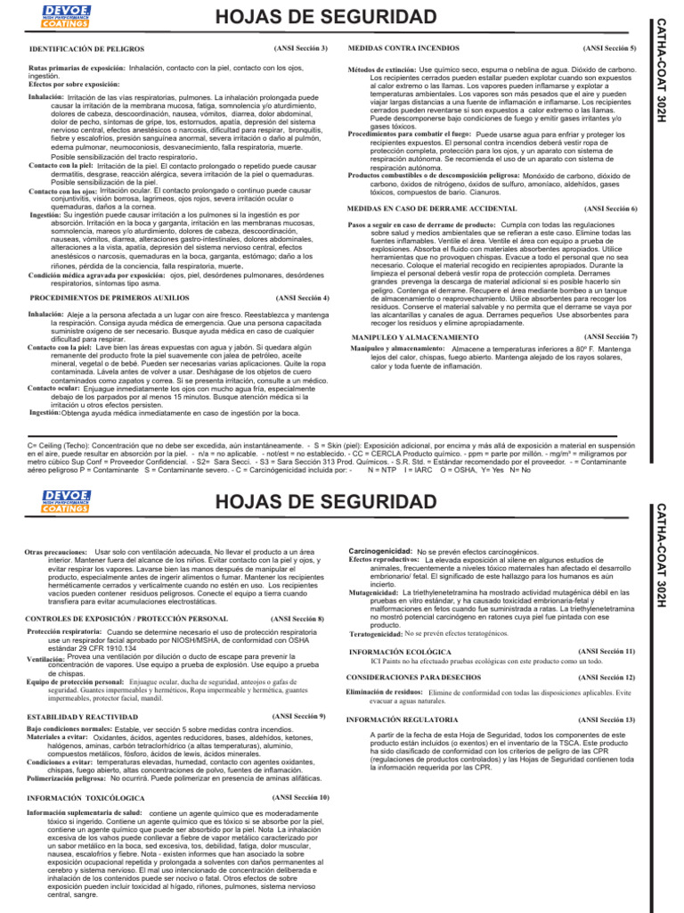 Devoe Catha-Coat 302H | PDF | Agua | Quemar