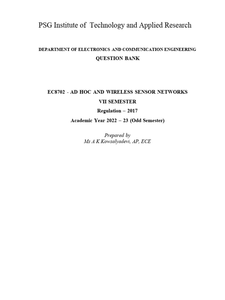 EC8702-AD HOC and Wireless Sensor Networks | PDF | Computers | Technology & Engineering