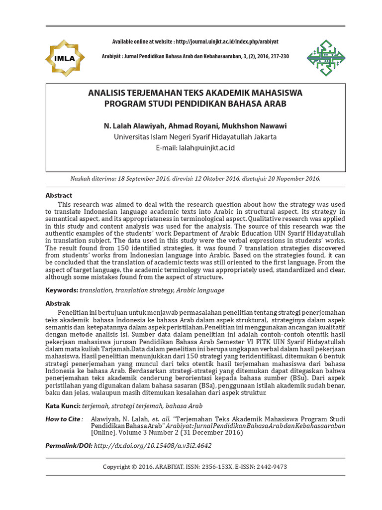 Analisis Terjemahan Teks Akademik Mahasiswa Progra | PDF