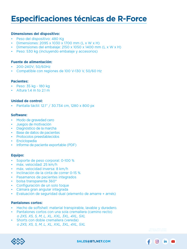 BTL - R-Force - LF - Technical Specs - ES100 | PDF
