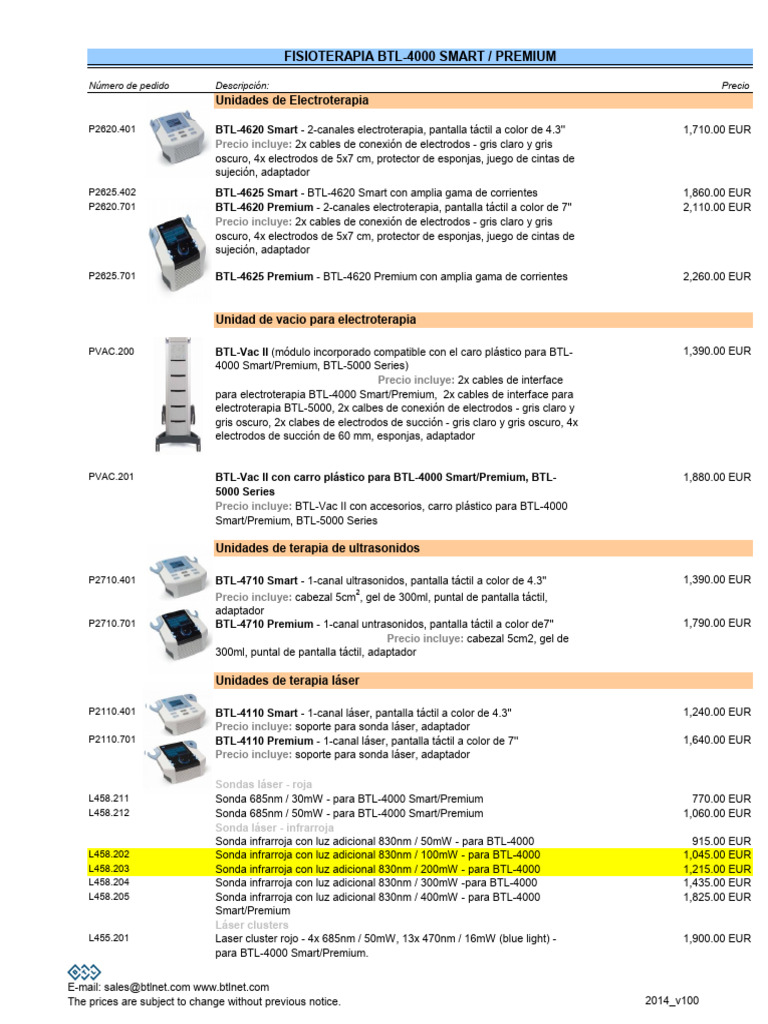 Catálogo de Equipos de Fisioterapia BTL | PDF | Tecnología