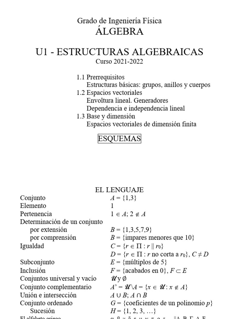 U1-Esquemas | PDF | Campo (Matemáticas) | Anillo (Matemáticas)