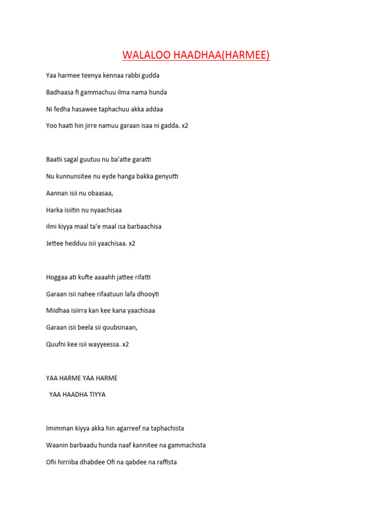 Walaloo Haadhaa | PDF