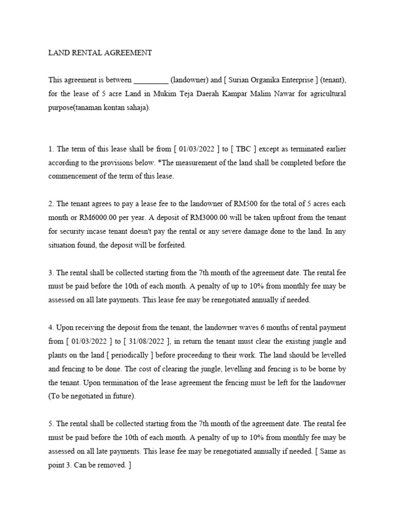 Land-Rental-Agreement | PDF