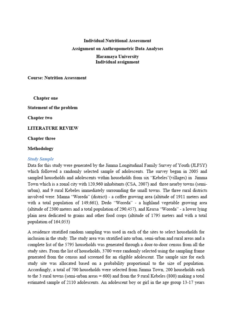 Individual Assignment of Nutrition Assessment | PDF