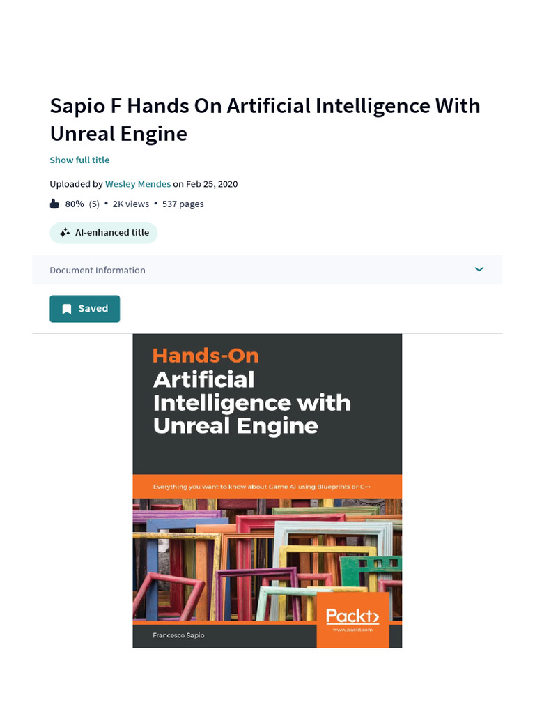 Sapio F Hands On Artificial Intelligence With Unreal Engine - PDF | PDF