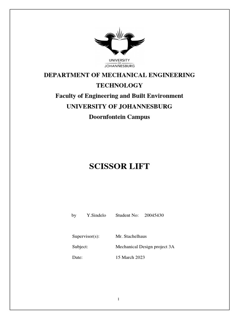 Mechanical Engineering Project 3A Y.sindelo 220045430 | PDF | Elevator ...
