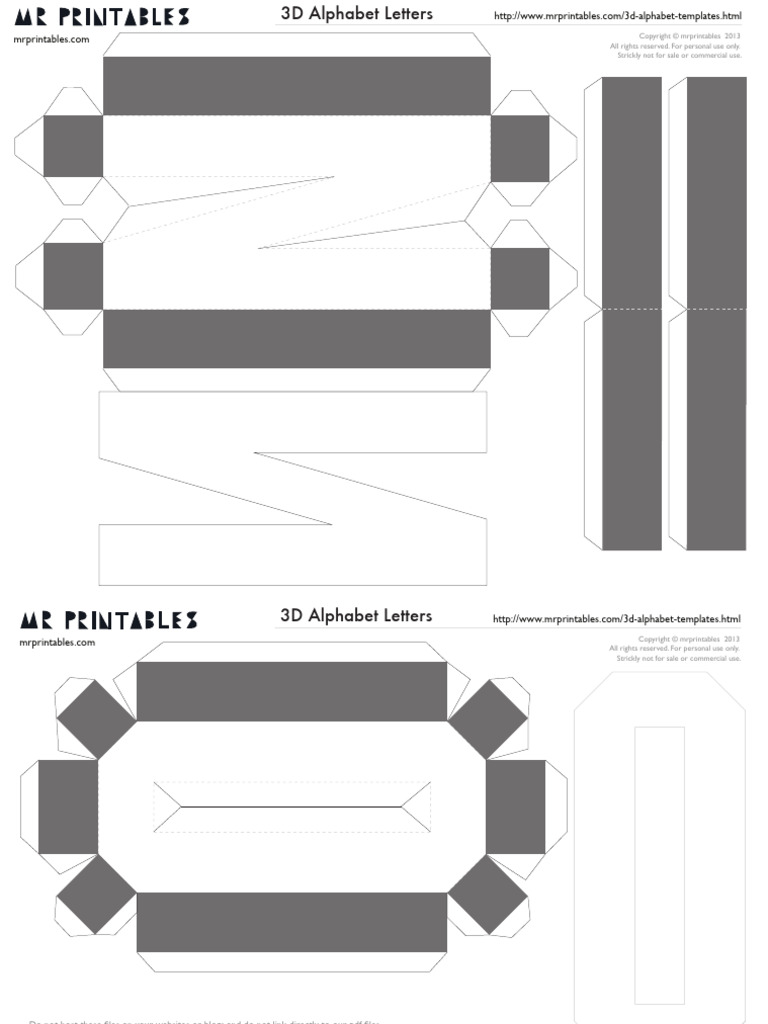 Mrprintables 3d Alphabet Templates N To Z | PDF