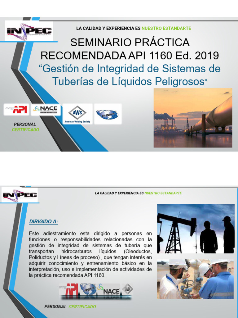 Presentación Seminario Api 1160 | PDF | Riesgo | Evaluación