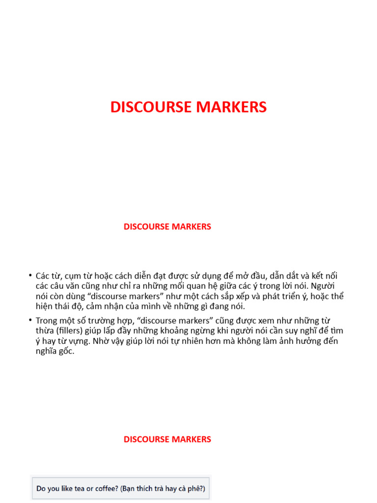 DISCOURSE MARKERS | PDF