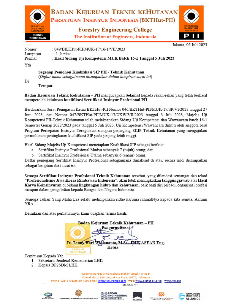 049 - 23 Hasil Uji Kompetensi MUK 16-1 050723 Kir | PDF