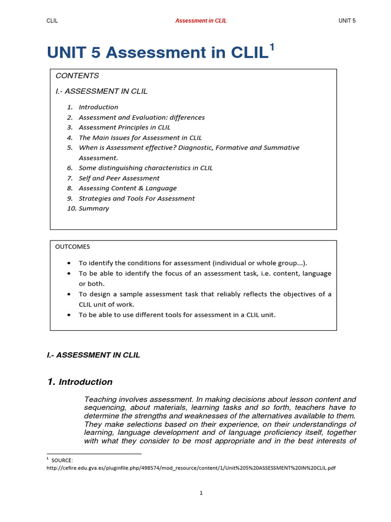 Unit - 5 - Assessment in CLIL | PDF | Career & Growth | Science & Mathematics
