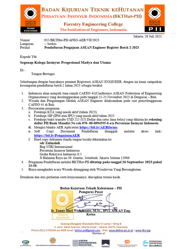 Pendaftaran ASEAN Engineer Batch 2-2023 | PDF | Komputer