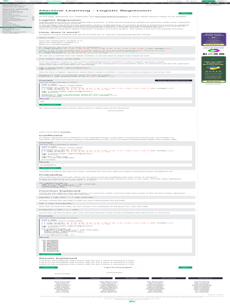 Python Machine Learning Logistic Regression Pdf Logistic Regression Linear Regression
