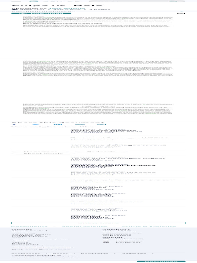 Culpa vs. Dolo PDF Intention (Criminal Law) Negligence | PDF