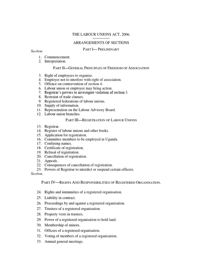 Labour Unions Act Overview 2006 | PDF | Employment | Trade Union