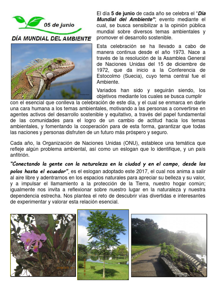 1 Dia Mundial Ambiente | PDF | Desarrollo sostenible | Naciones Unidas