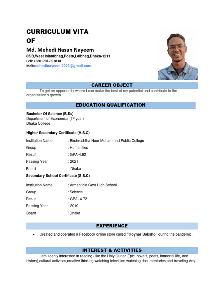 Mehedi CV | PDF