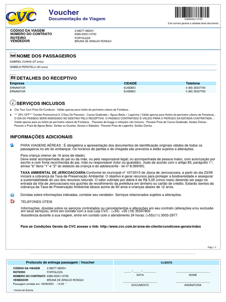 Protocolo de Entrega de Voucher de Viagem | PDF | Cupom