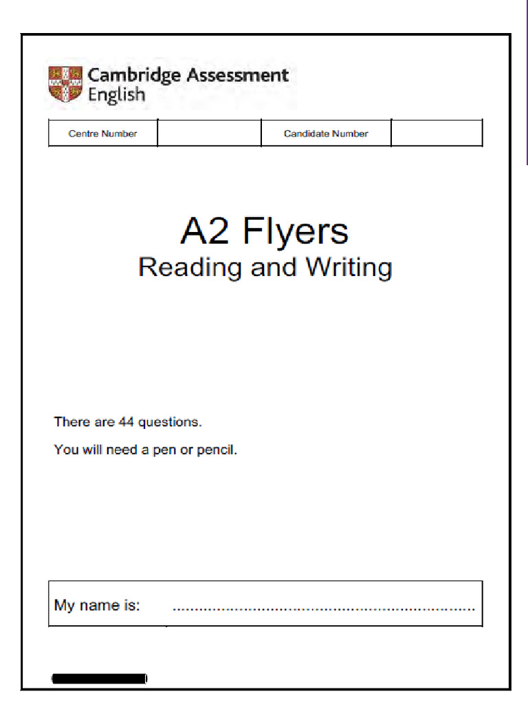 A 2 Flyers Reading and Writing | PDF