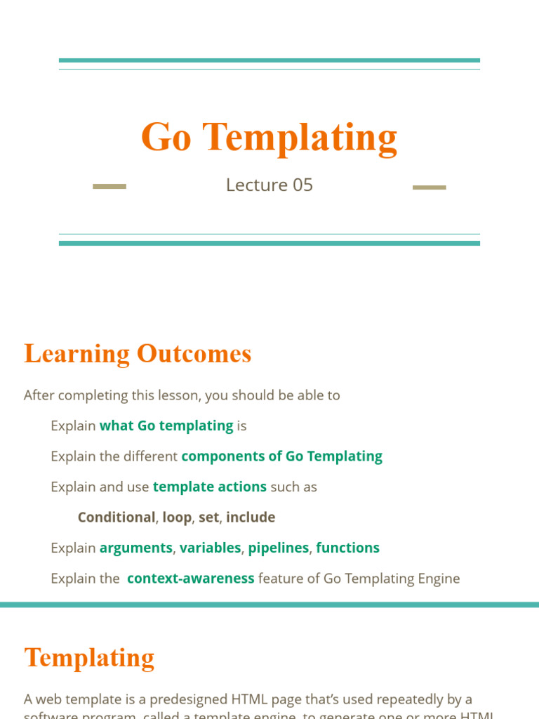 Lecture 05 Go Templating | PDF | Parameter (Computer Programming) | Html