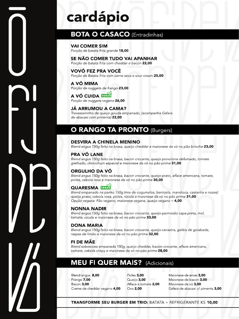 Cardápio O Fi de Vó | PDF