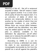 Set-Off and Counterclaim CJS HFR | PDF | Set Off (Law) | Equity (Law)