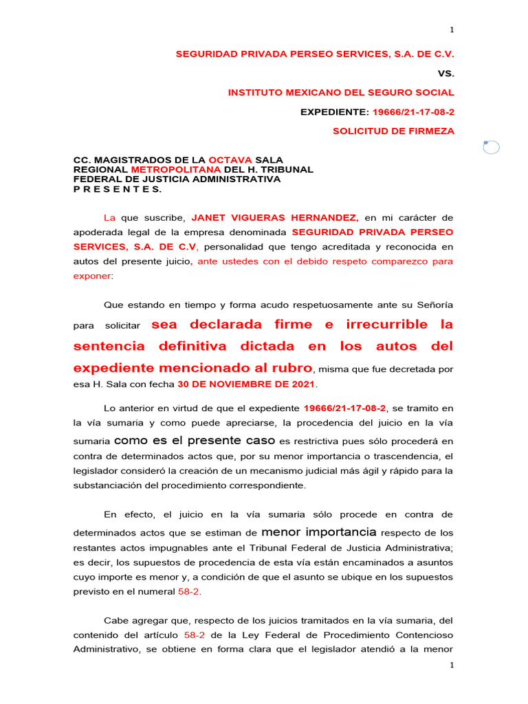 SOLICITUD DE FIRMEZA, GUS, 02-10-2023 | PDF