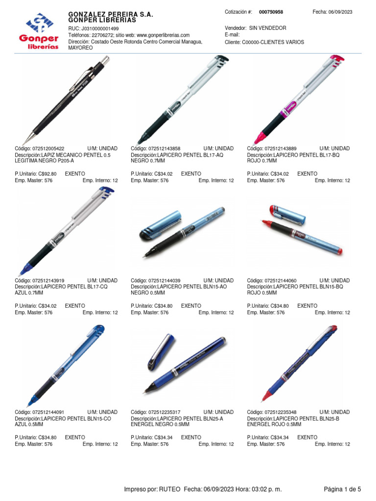 Catalogo Ingreso Pentel 1 | PDF