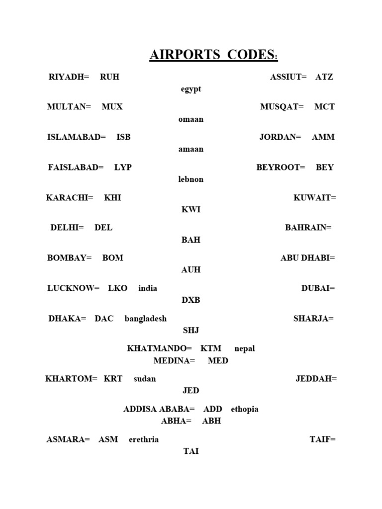 Airport Codes | PDF