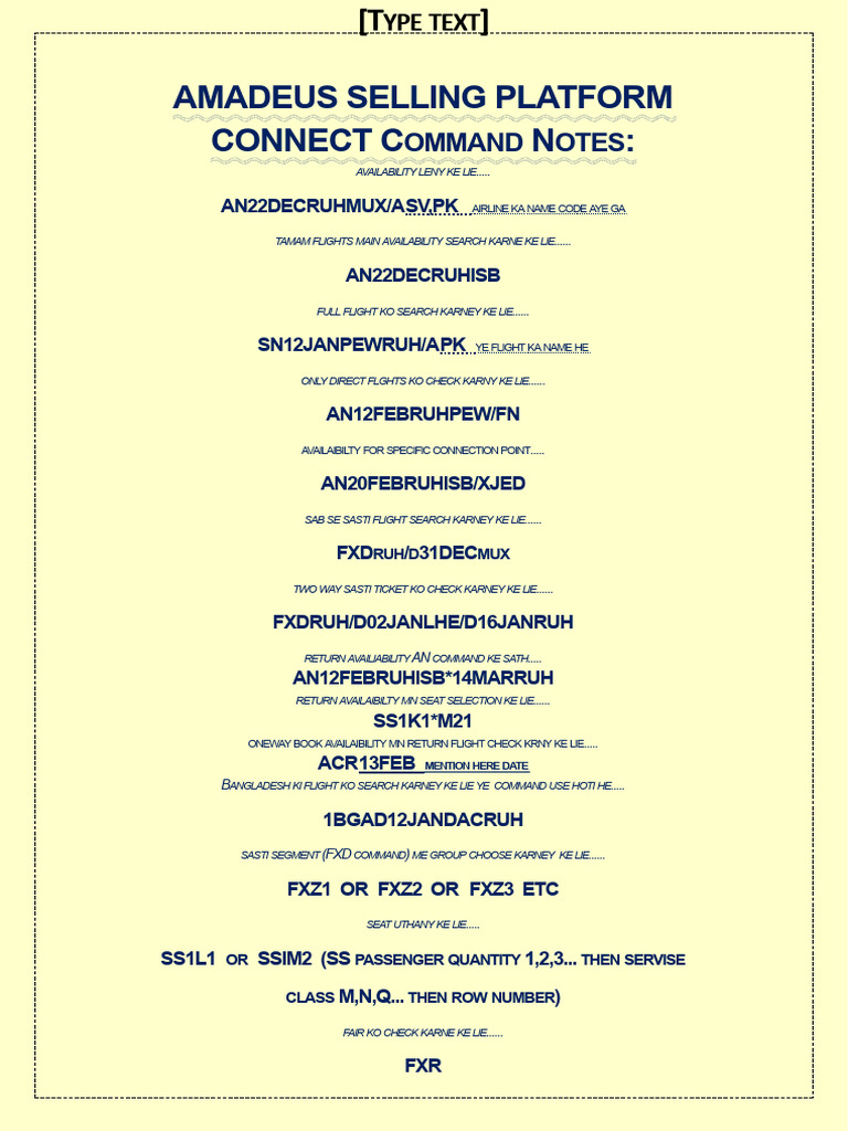 Amadeus Command Notes | PDF