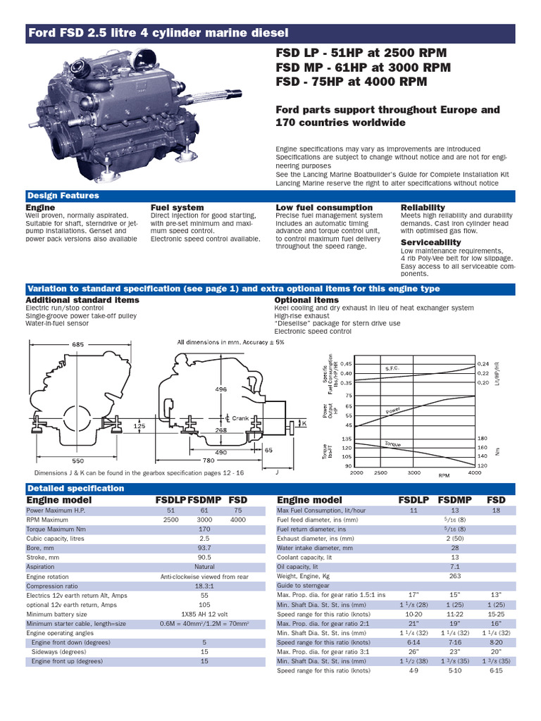 Ford 2.5L 4cyl Marine Engine Data | PDF
