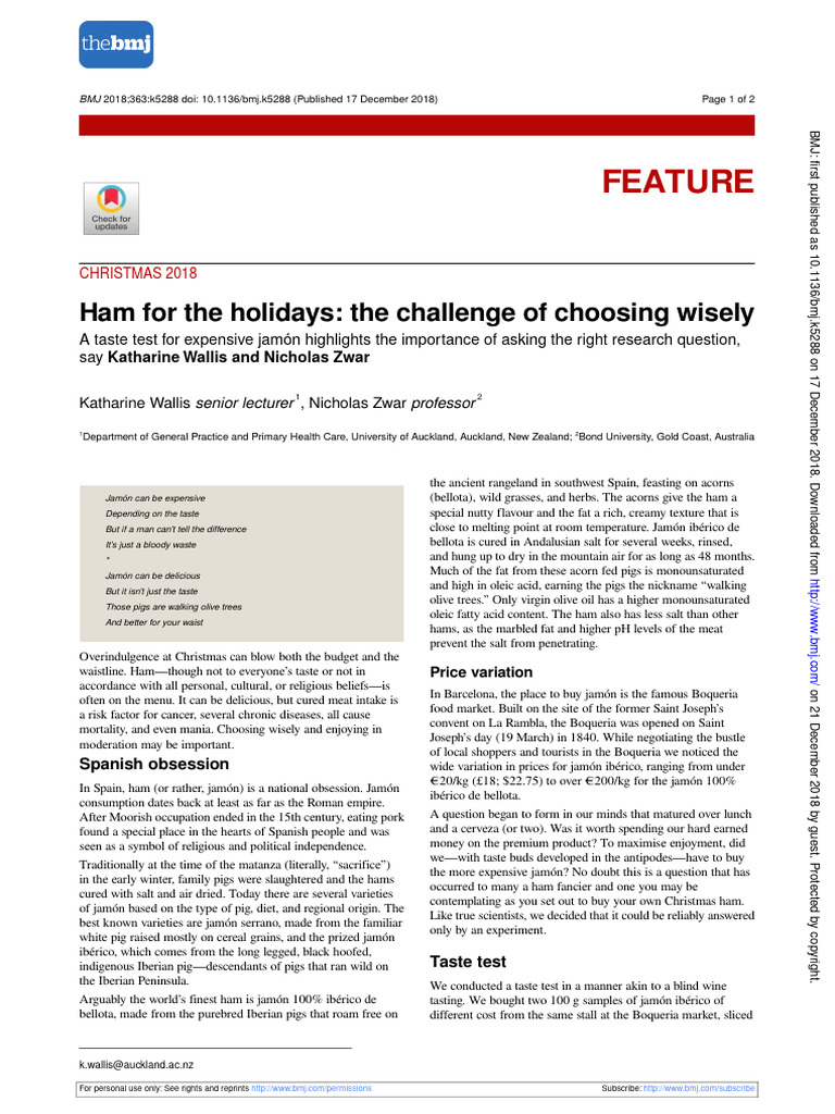Ham For The Holidays. The Challenge of Choosing Wisely | PDF