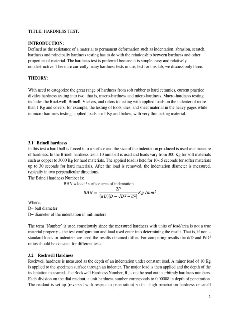 Rockwell Hardness Test Report | PDF | Hardness | Steel