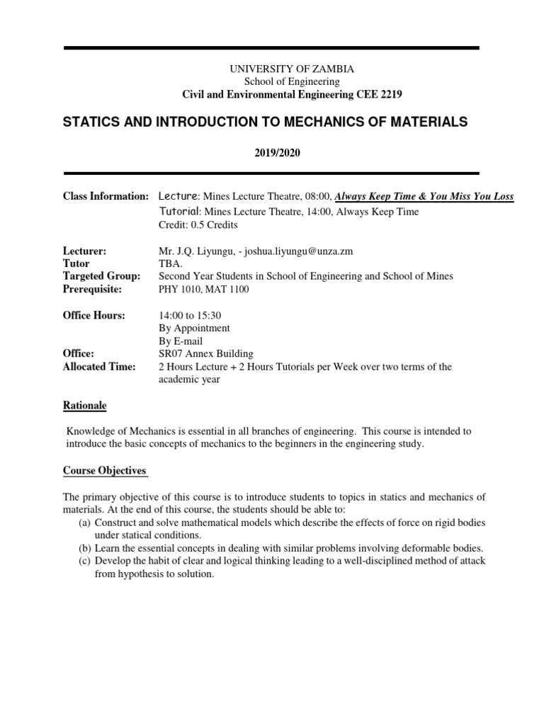 CEE2219 Overview | PDF | Teaching Methods & Materials