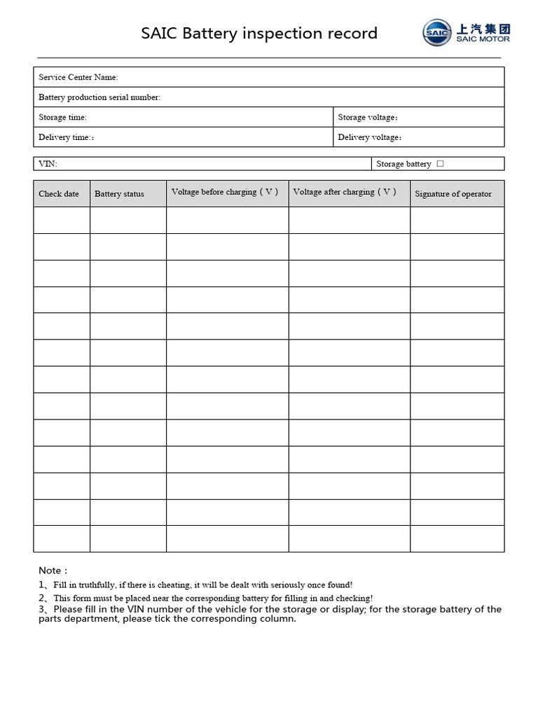MG-Battery Statement Checklist | PDF