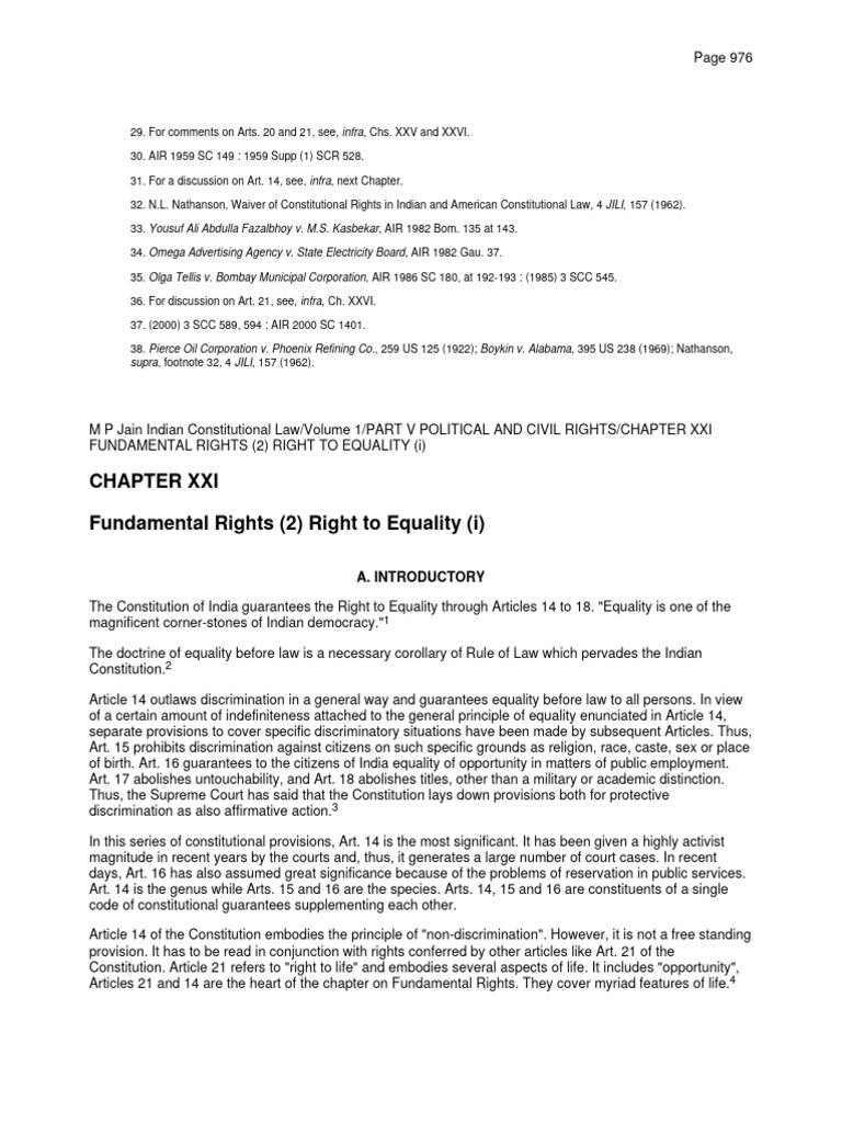 Equality MP Jain-Commentary On Constitution of India | Download Free ...