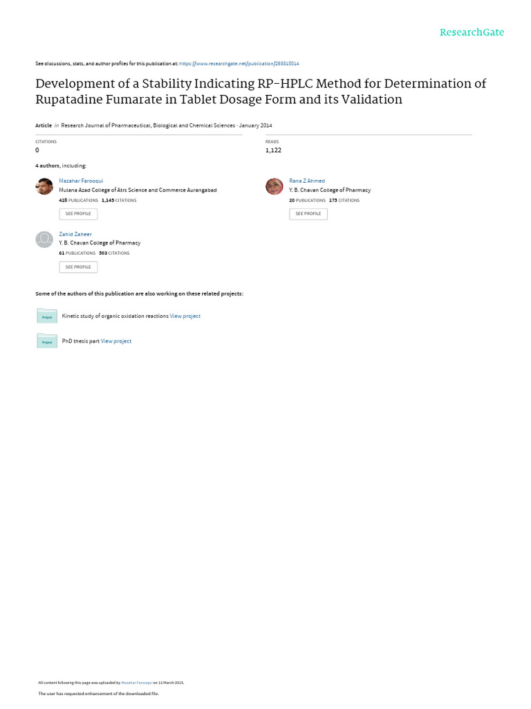 Farooqui (2014) Development of A Stability Indicating RP-HPLC Method ...