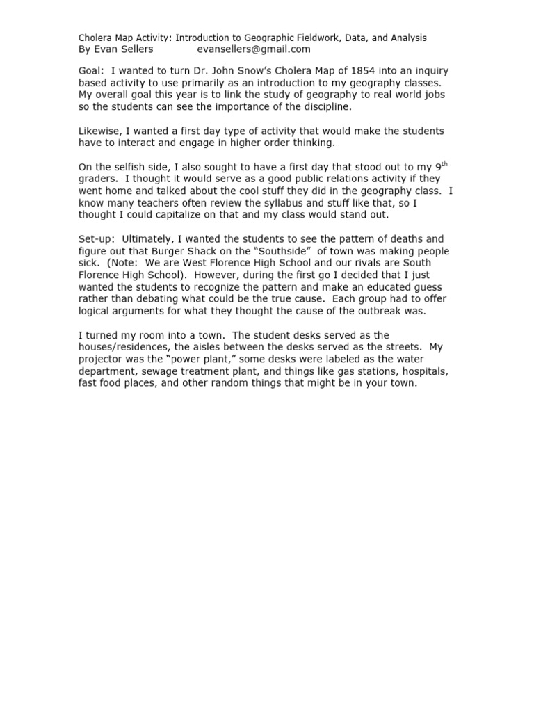 Cholera Map Activity by Evan Sellers | Download Free PDF | Geographic ...
