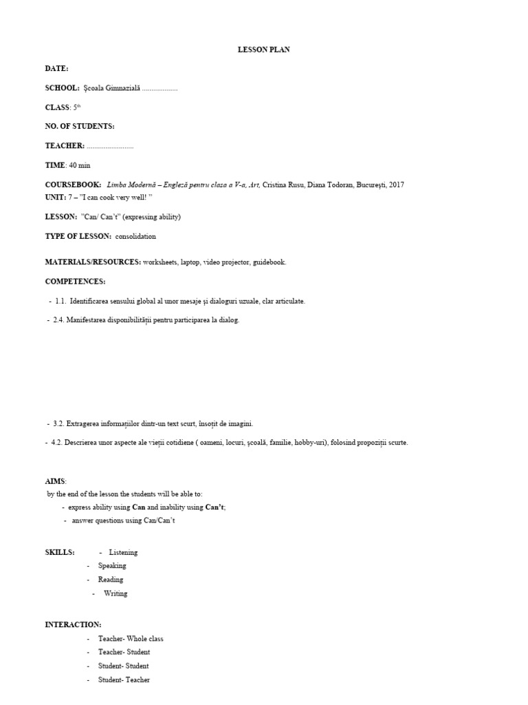 Lesson Plan Can | PDF