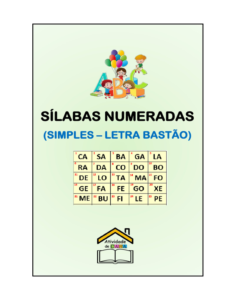 SÍLABAS NUMERADAS - SIMPLES | PDF