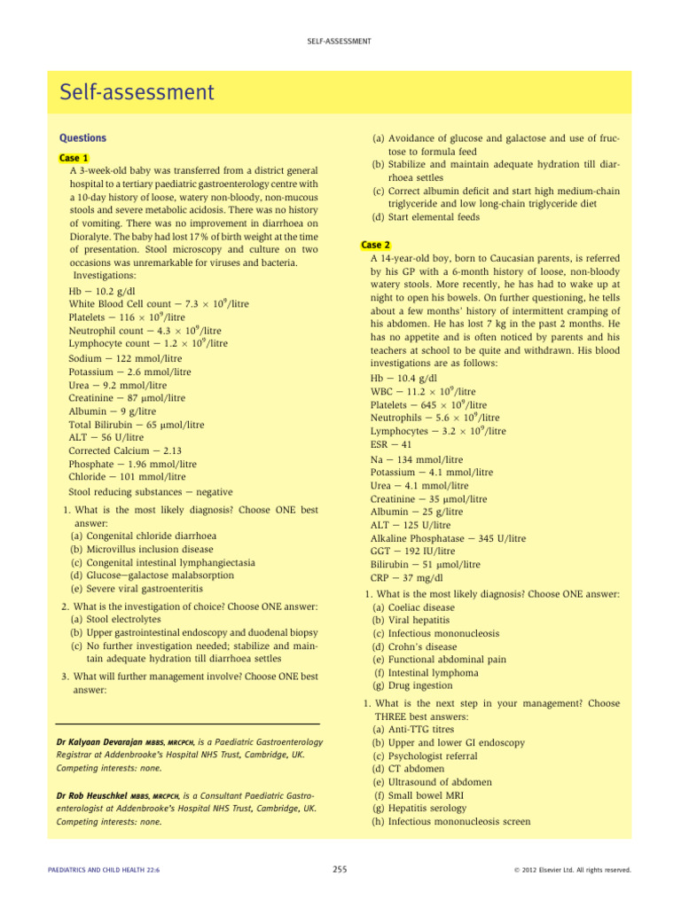 Pediatrics Self Assessment | PDF