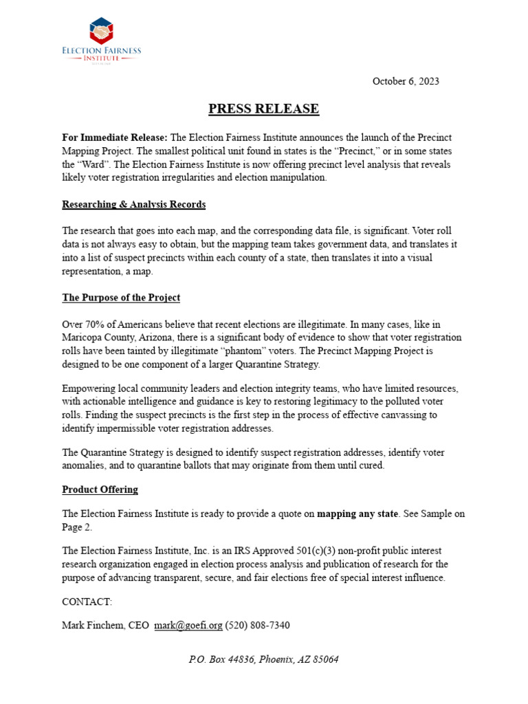 Precinct Mapping Project Press Release | PDF