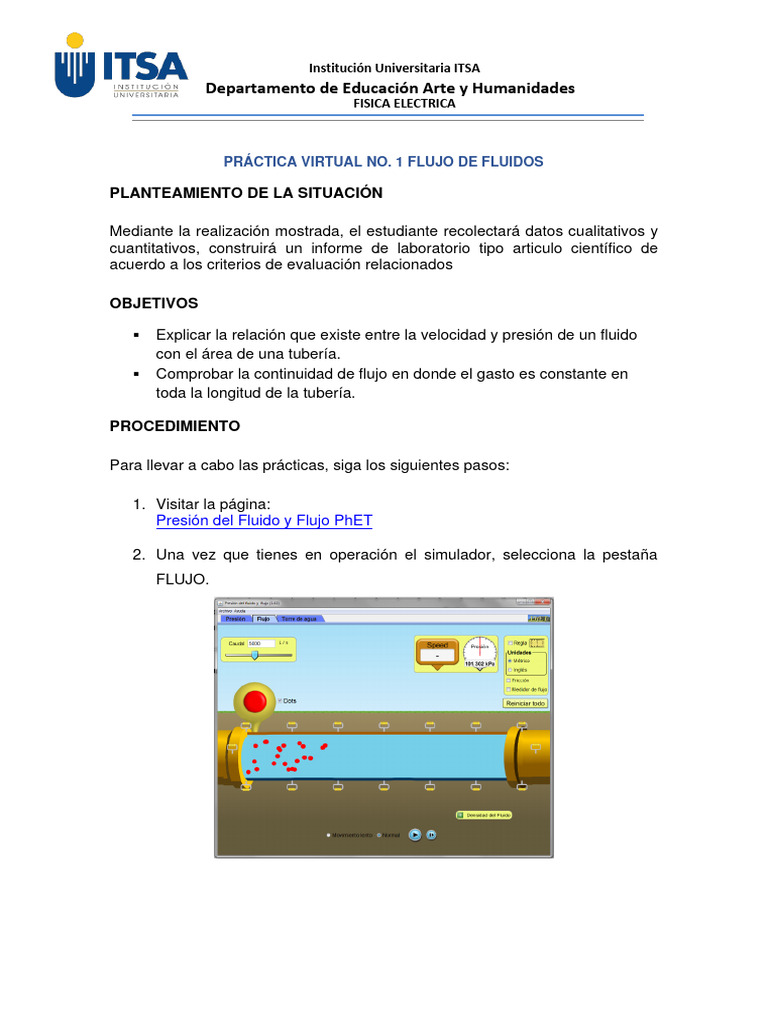 PRÁCTICA VIRTUAL No 1. Fluidos | PDF