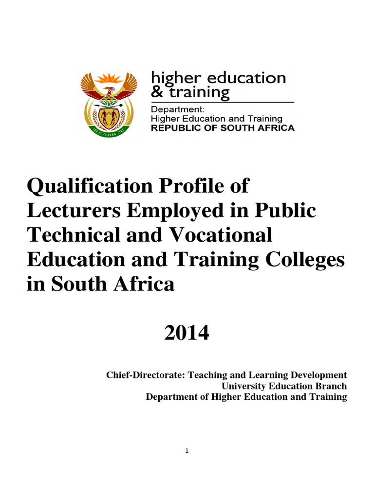 DHET 2014 TVET Lecturer Qualifications Profile Report | PDF | Business ...