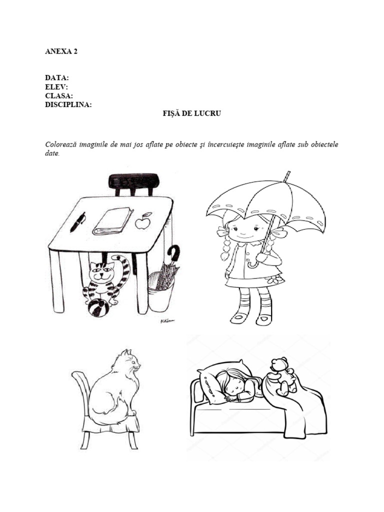 Fisa de Lucru Pozitii Spatiale | PDF